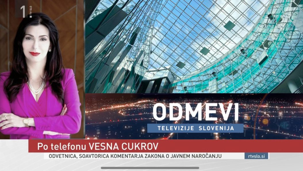 Vesna Cukrov na oddaji Odmevi (RTV Slovenija) | ODVETNIŠKA DRUŽBA CUKROV o.p. d.o.o.